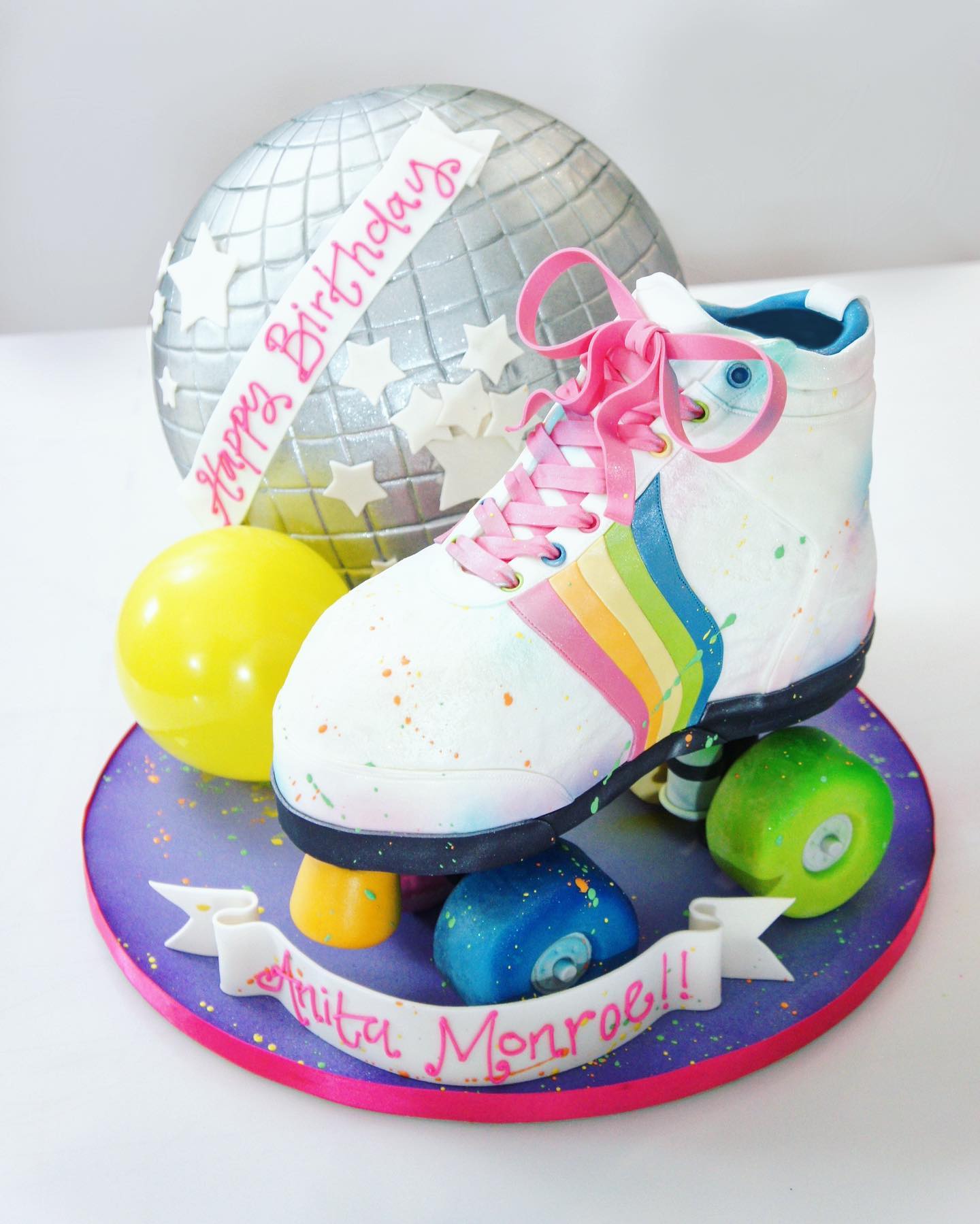 Roller Skating Sheet Cake Glitter Skates Birthday Cake Topper